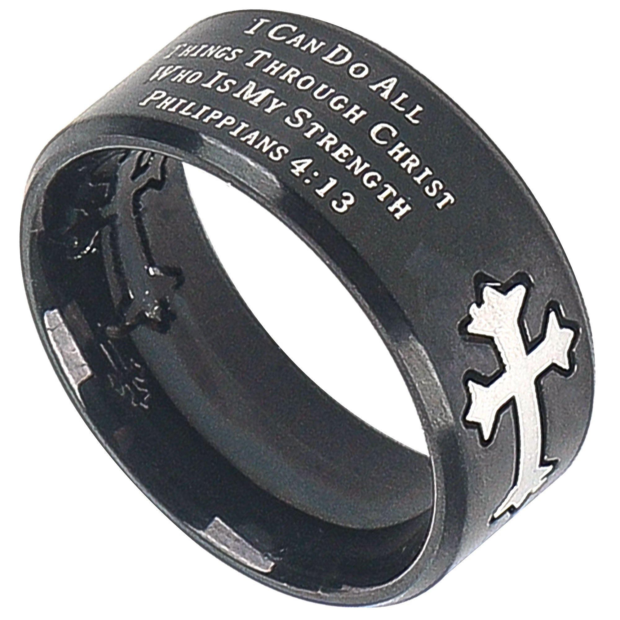 Philippians 4:13 Christ My Strength Neo Cross Scripture Ring, Sizes 8 ...