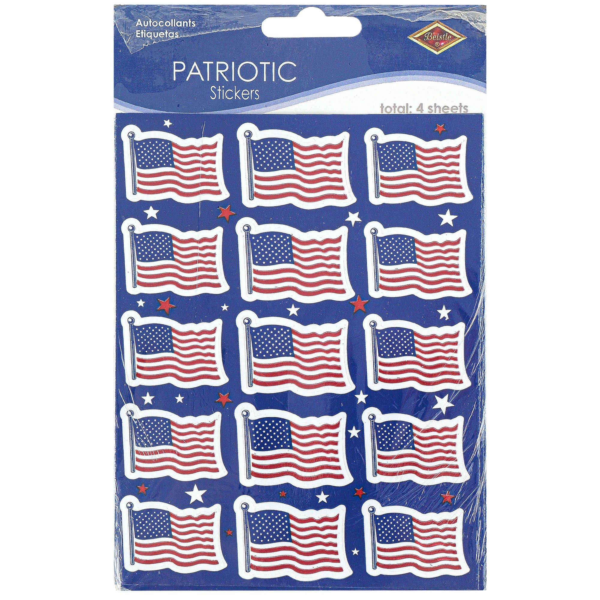 Patriotic American Flag Stickers, 60 Count | Mardel | 4087631