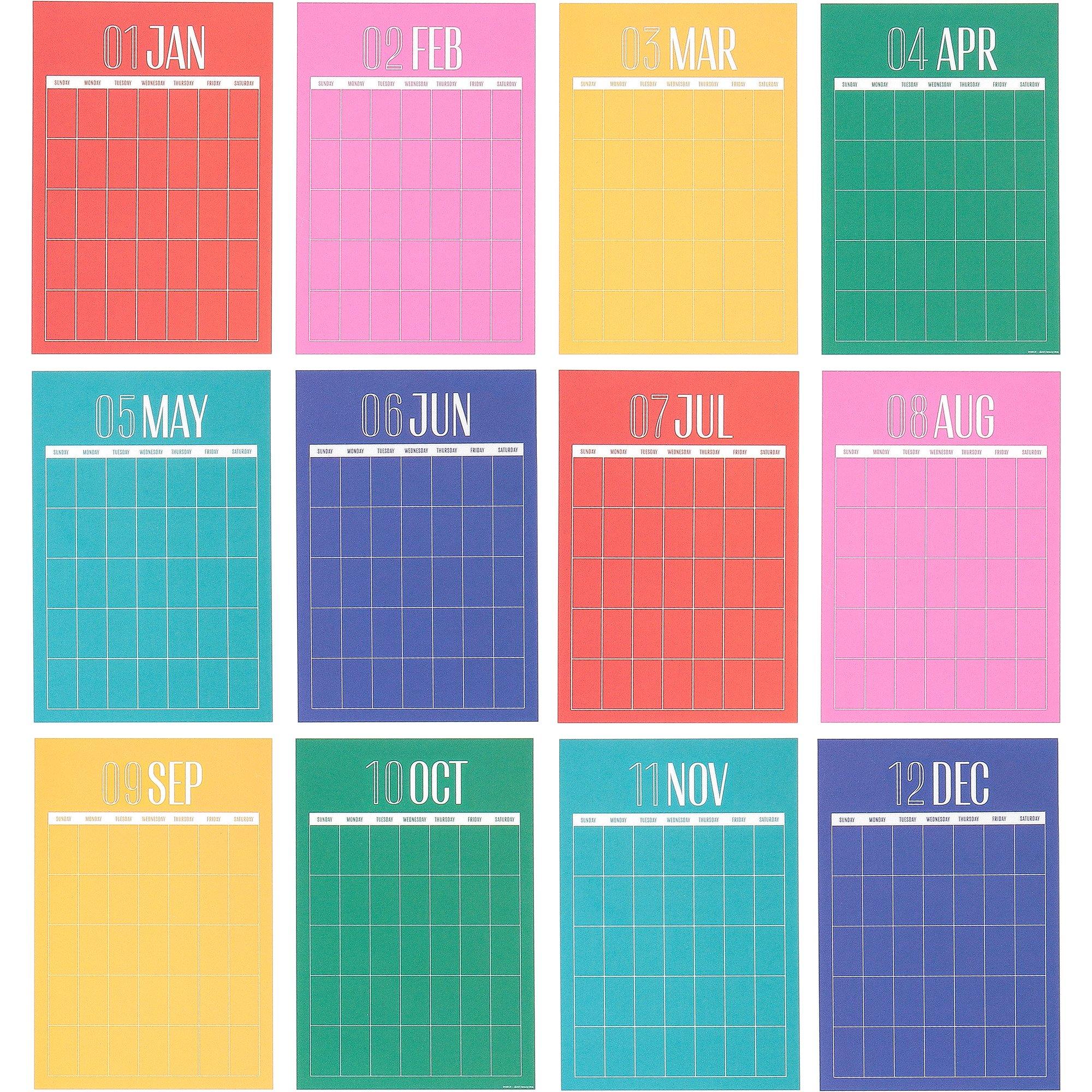 Renewing Minds, Colorful Calendar Bulletin Board Posters, 12 pieces ...
