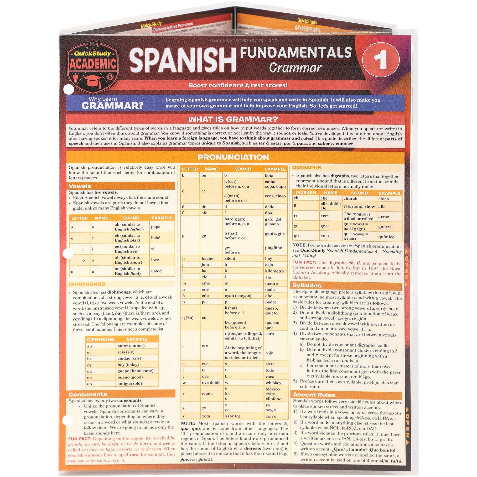 Spanish Fundamentals Grammar 1 Quick Study Guide | Mardel | 4123428