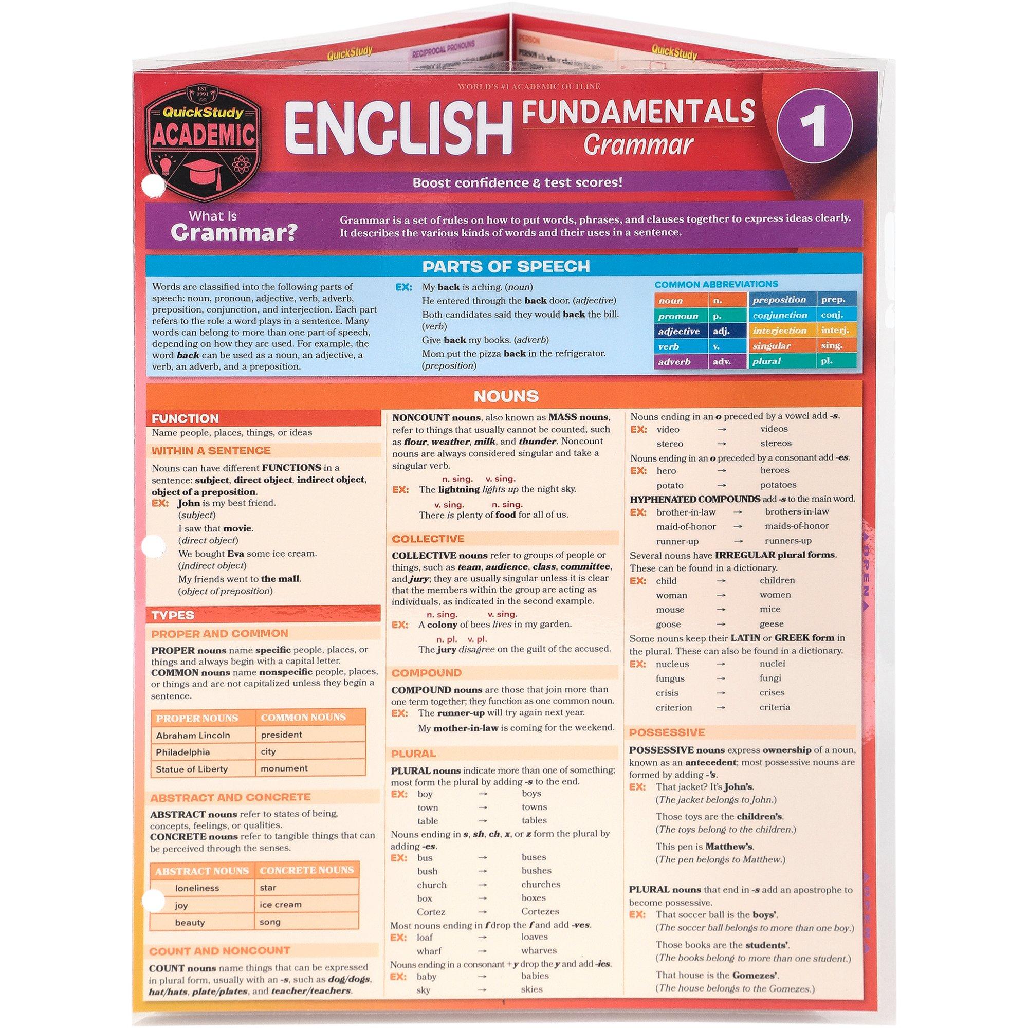 English Fundamentals Grammar 1 Quick Study Guide | Mardel | 4123733