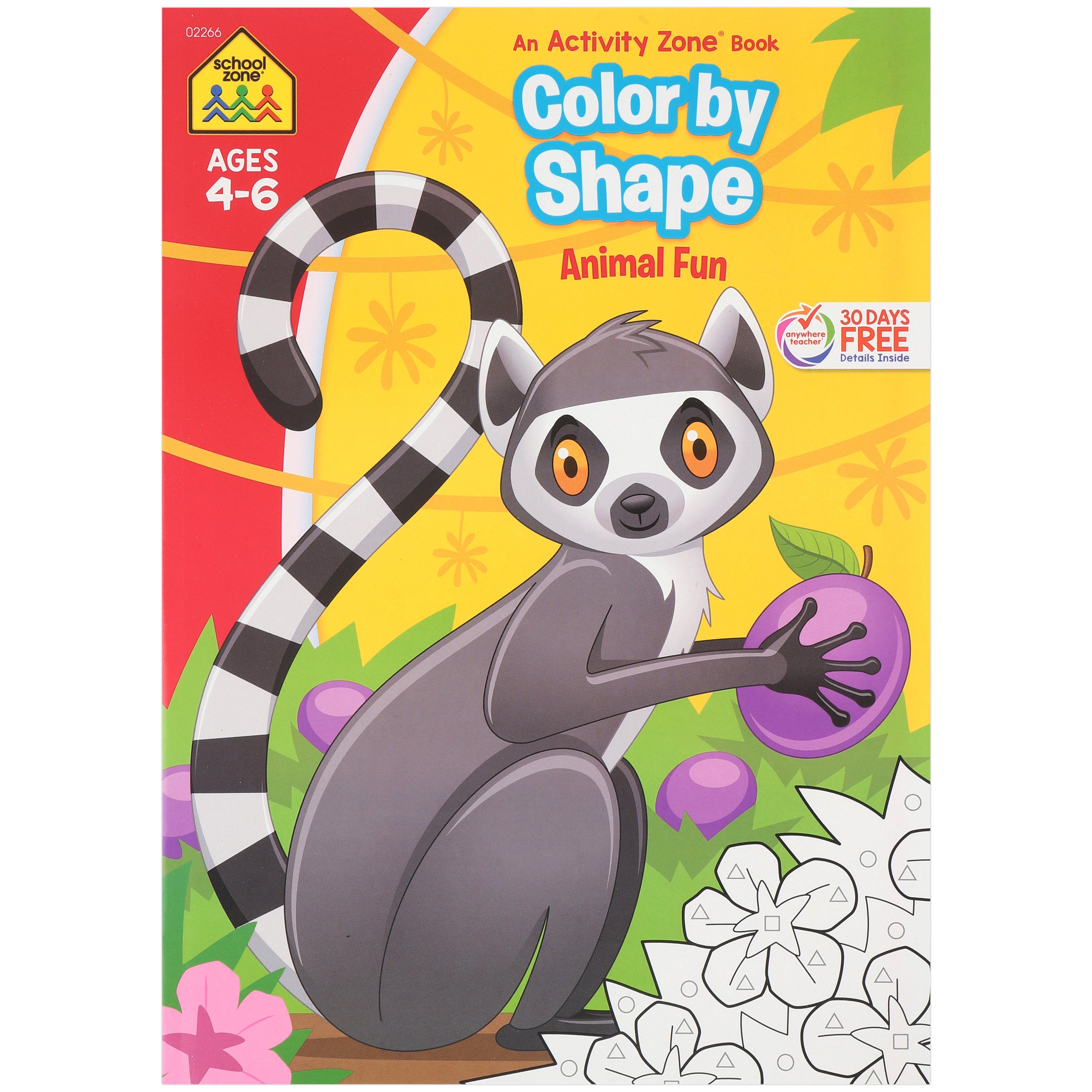 School Zone, Color by Shape Animal Fun Workbook, Ages 4-6 | Mardel ...