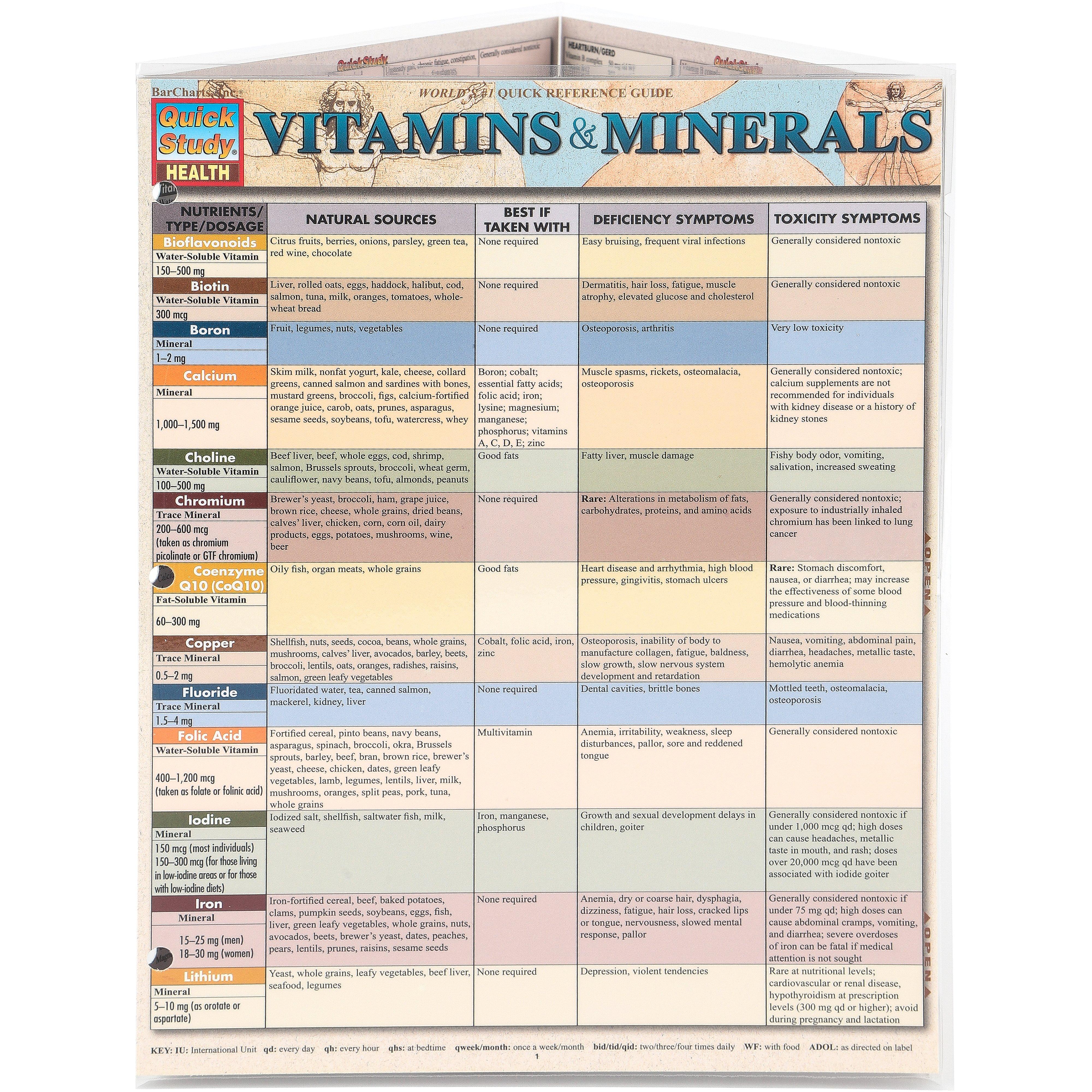 BarCharts, Vitamins & Minerals Quick Study Laminated Guide | Mardel ...
