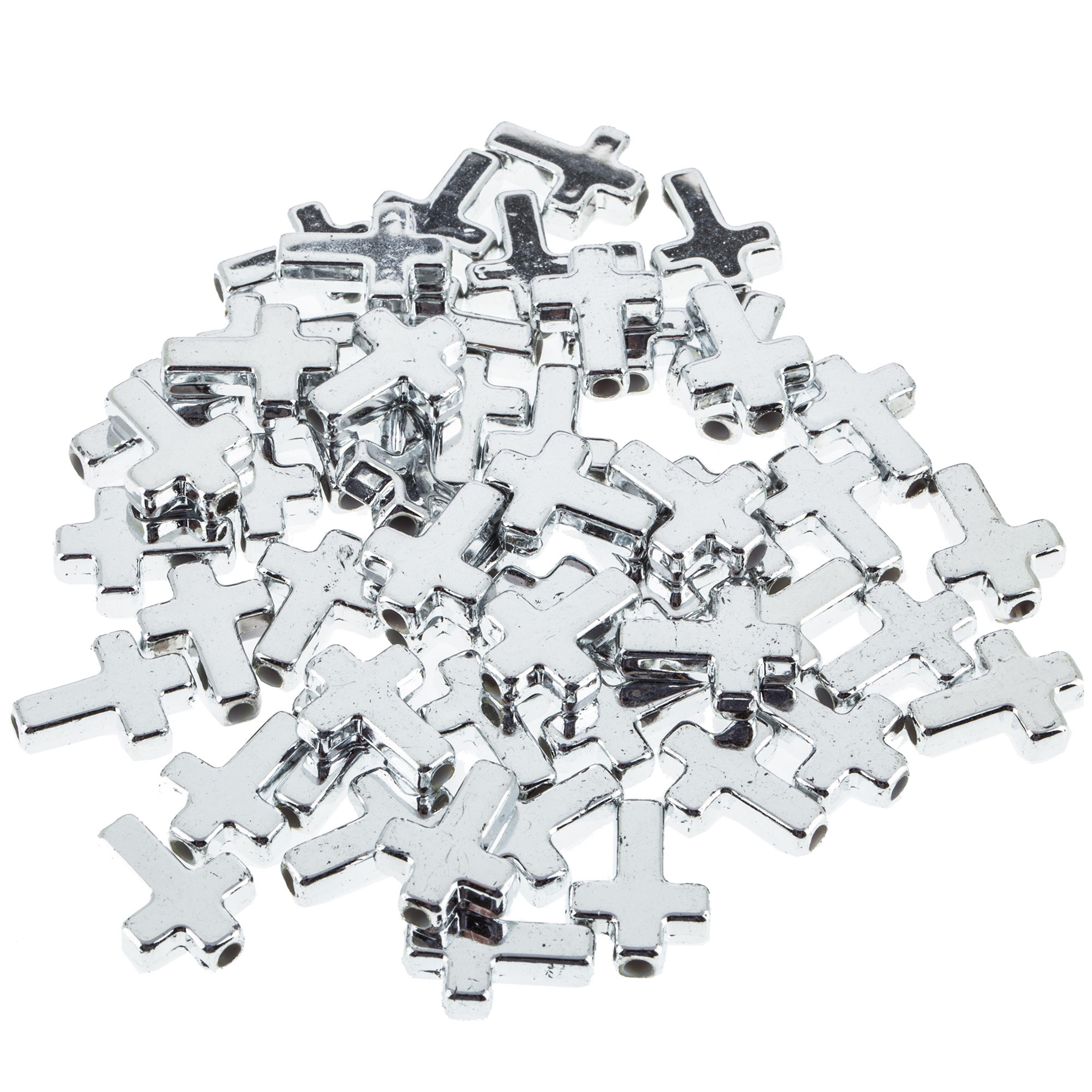 Bead Design Co., Plastic Silver Cross Beads, 0.7 Ounces | Mardel | 4134649