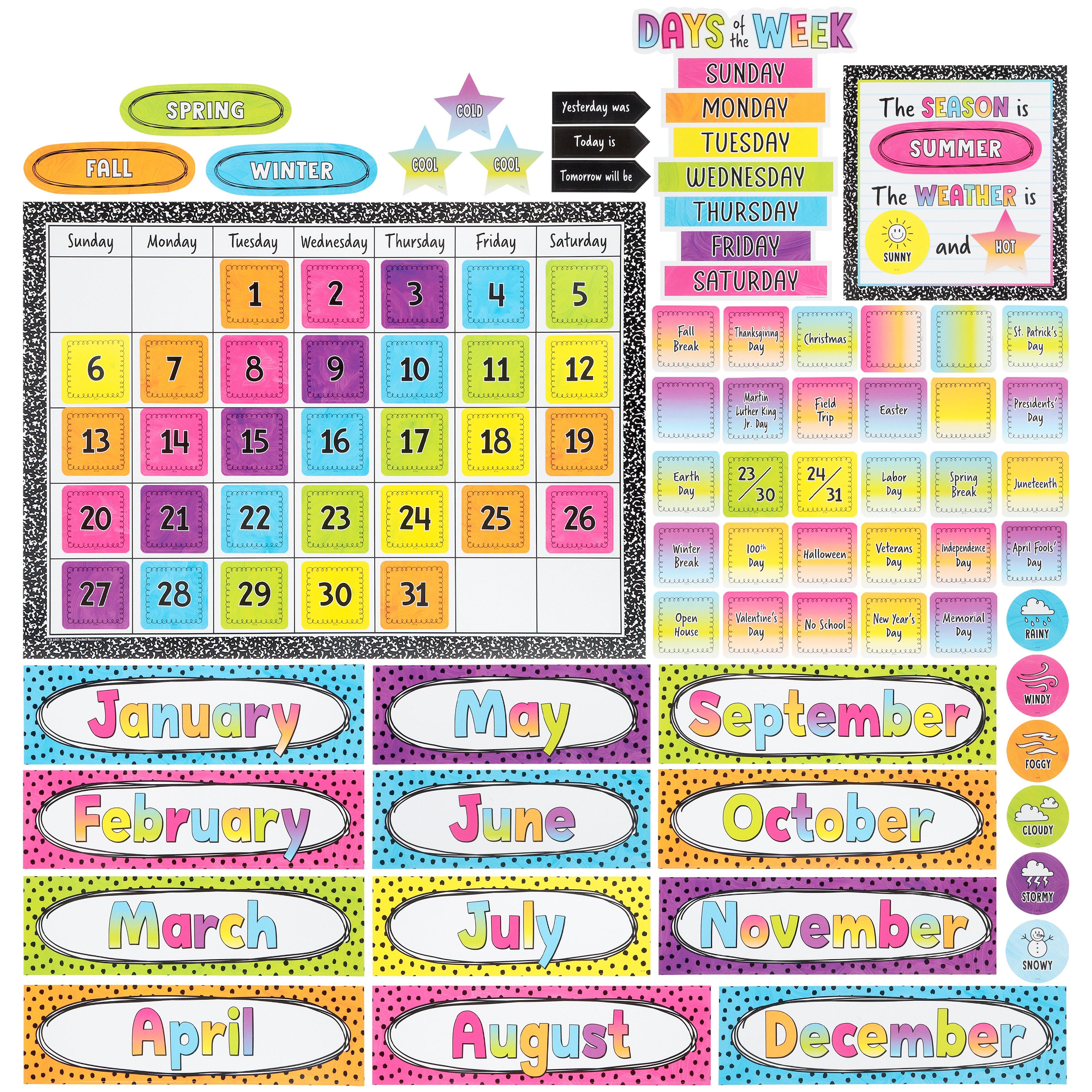 Brights 4Ever Calendar Bulletin Board Set, 141 pieces | Mardel | 4140901