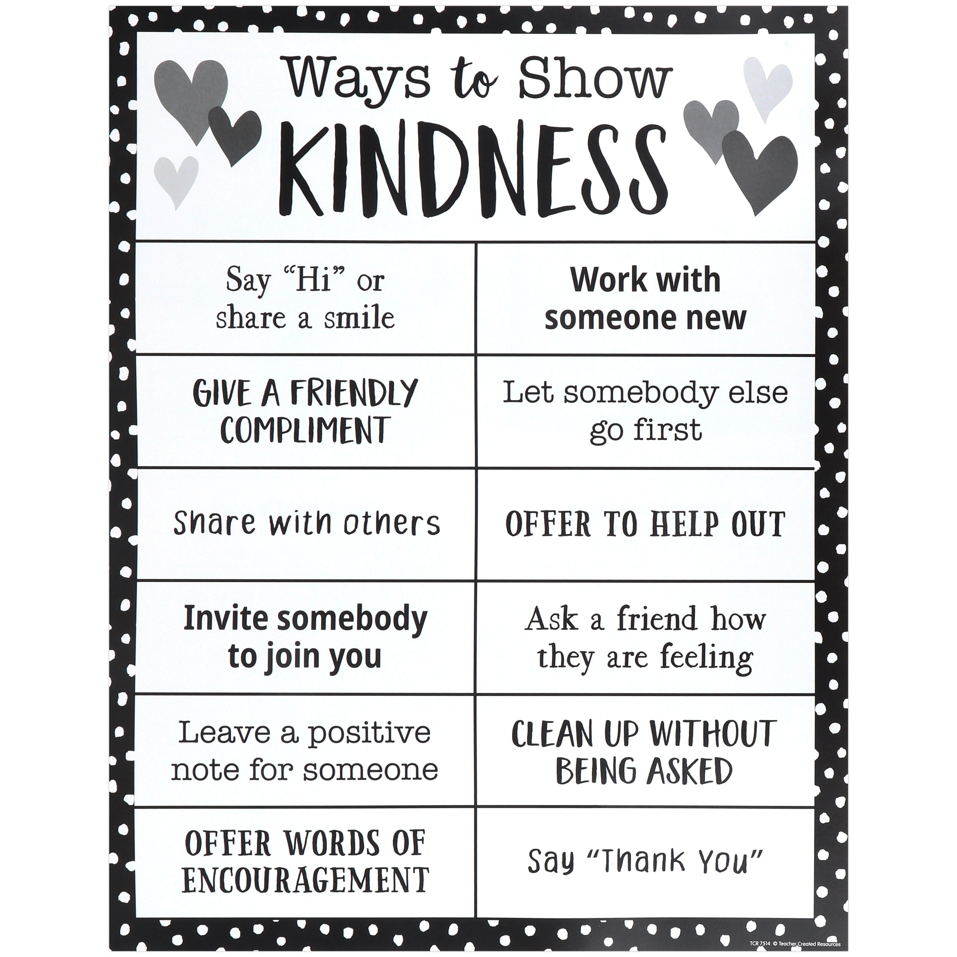 Black & White Ways to Show Kindness Poster, 17 x 22 inches | Mardel ...