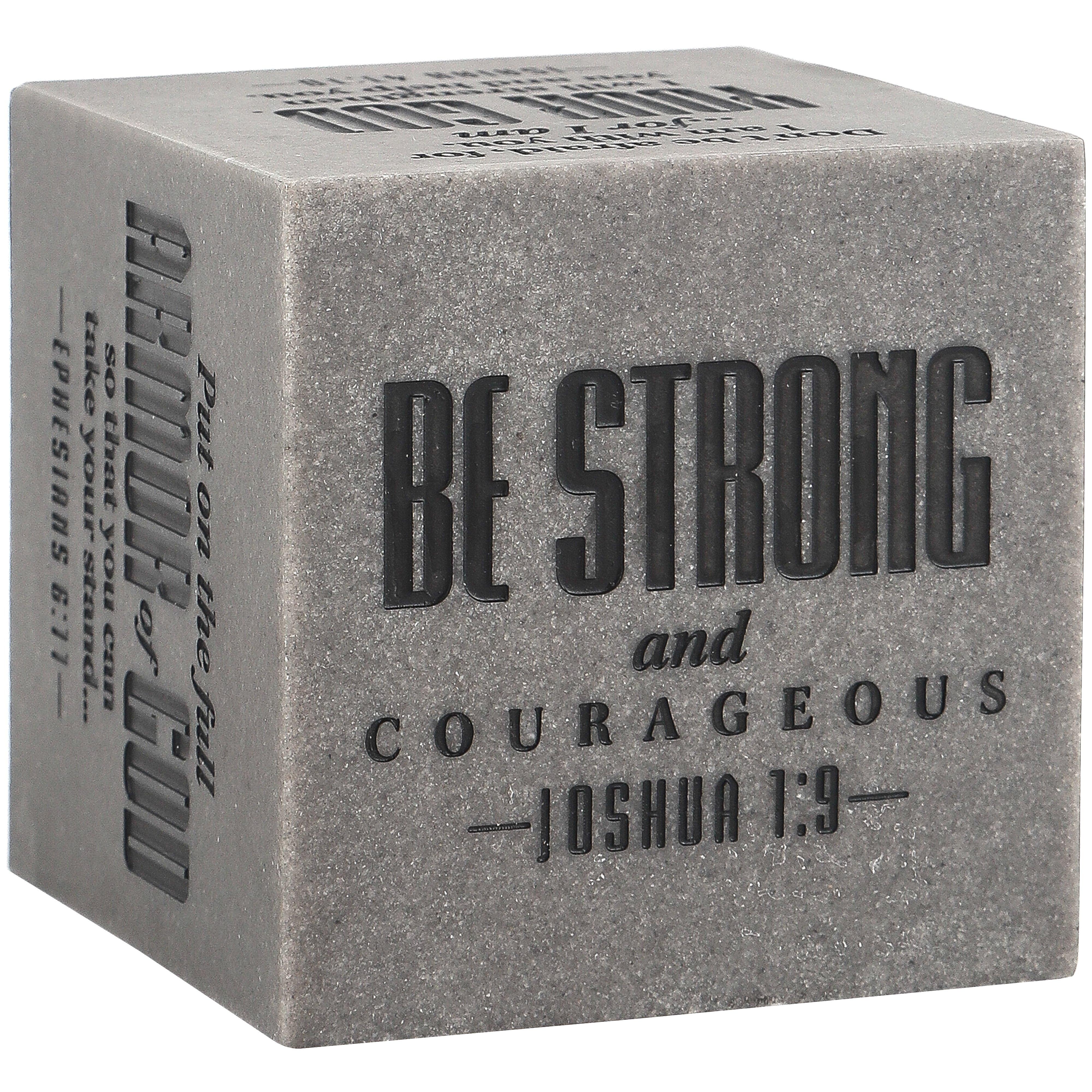 Be Strong Gray Stone Scripture Block, 3.13 x 3.13 inches | Mardel | 4188553