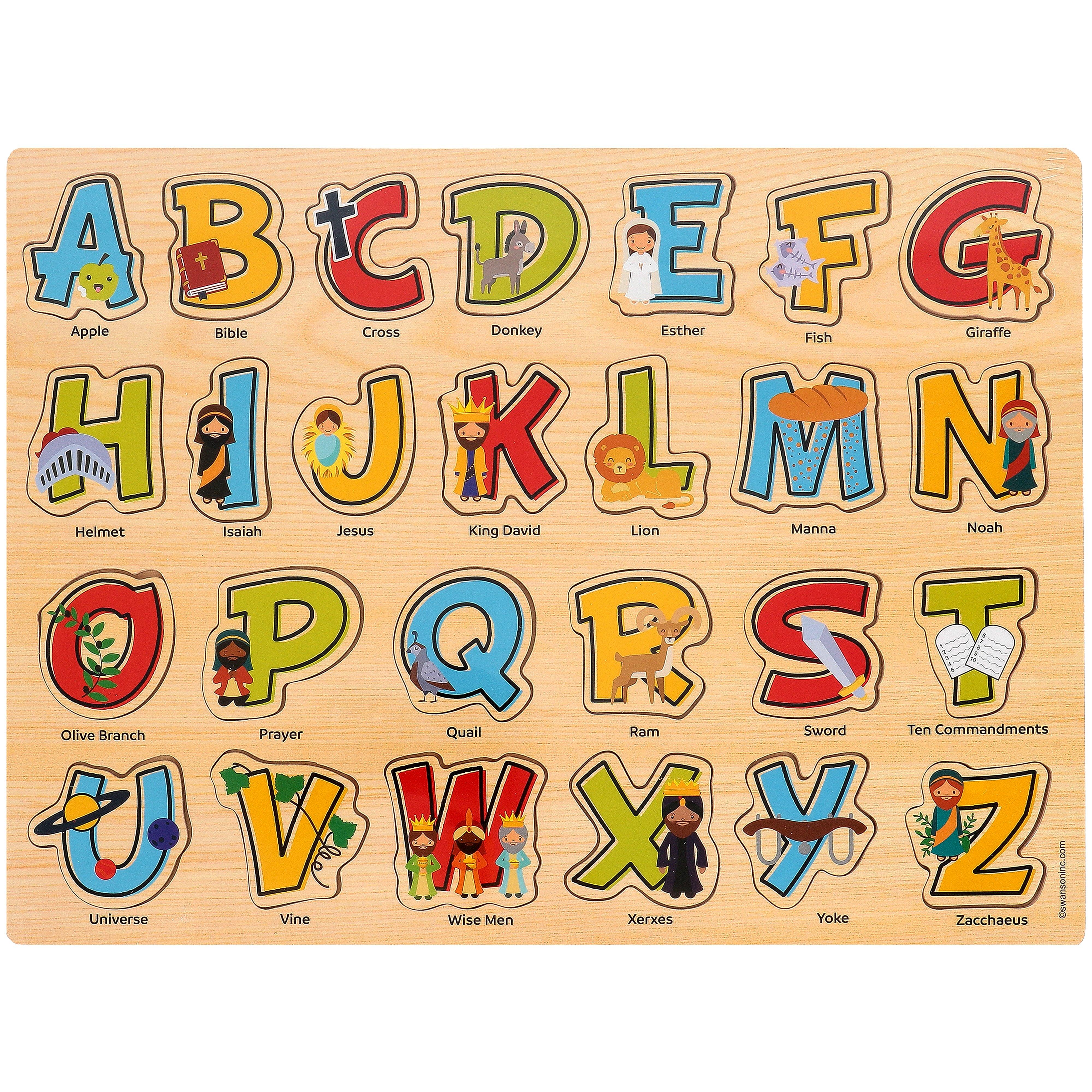 Bible ABCs Wooden Puzzle, Ages 3 & Up, 26 pieces | Mardel | 4213468