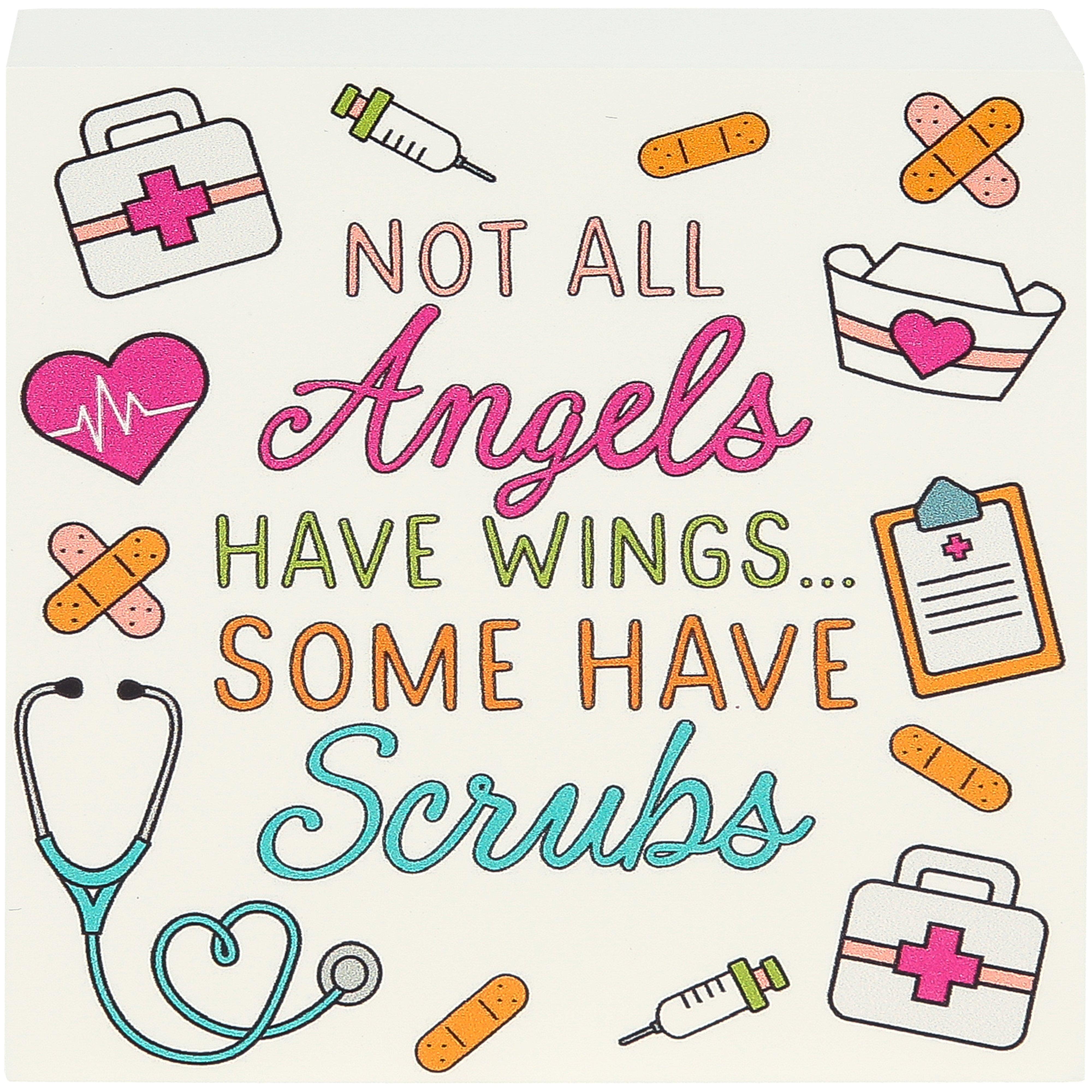 Angels Have Scrubs Tabletop Wood Décor, 5 x 5 Inches | Mardel | 4228201