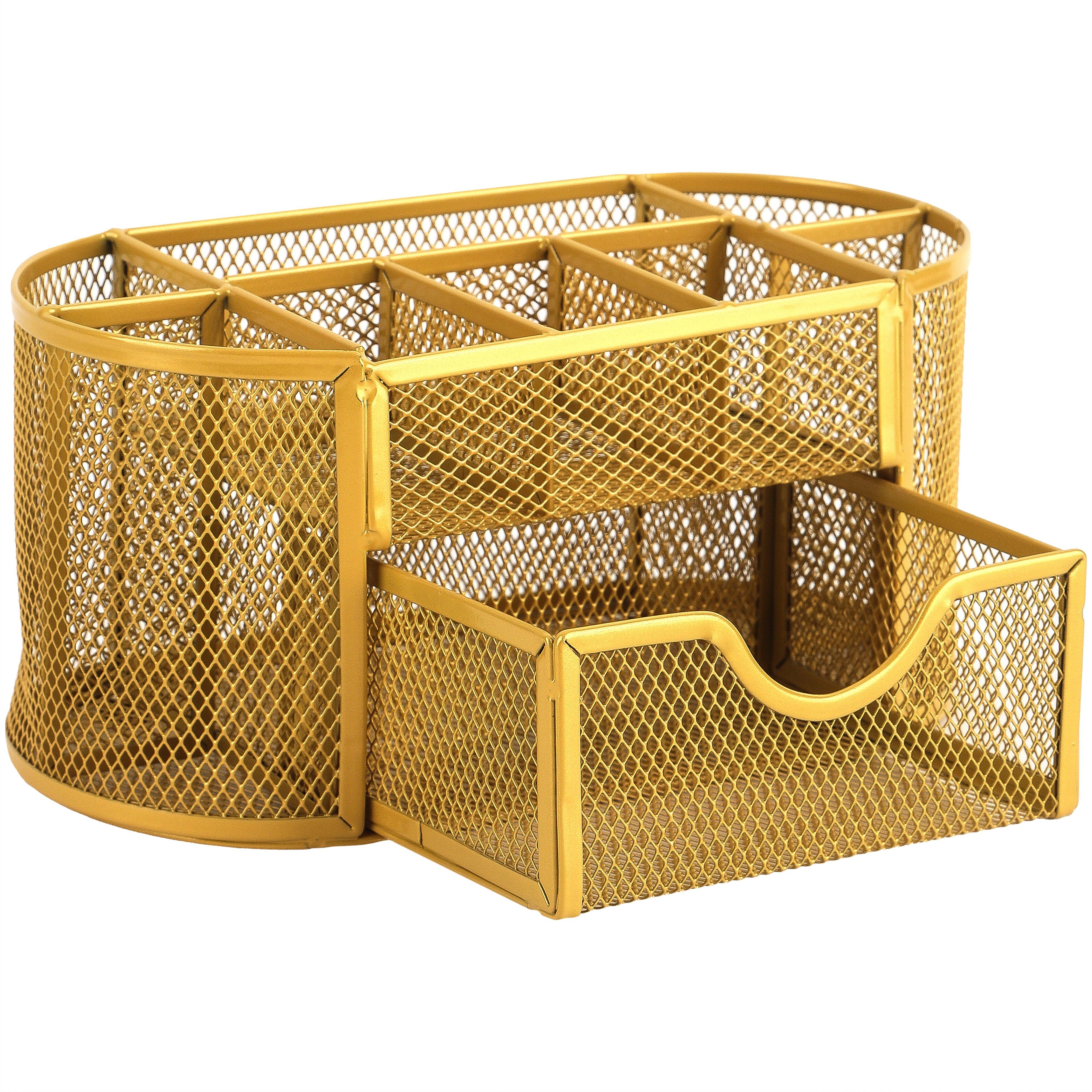 Gold Mesh Metal Desk Organizer, 4.13 x 8.65 x 4.33 inches | Mardel ...