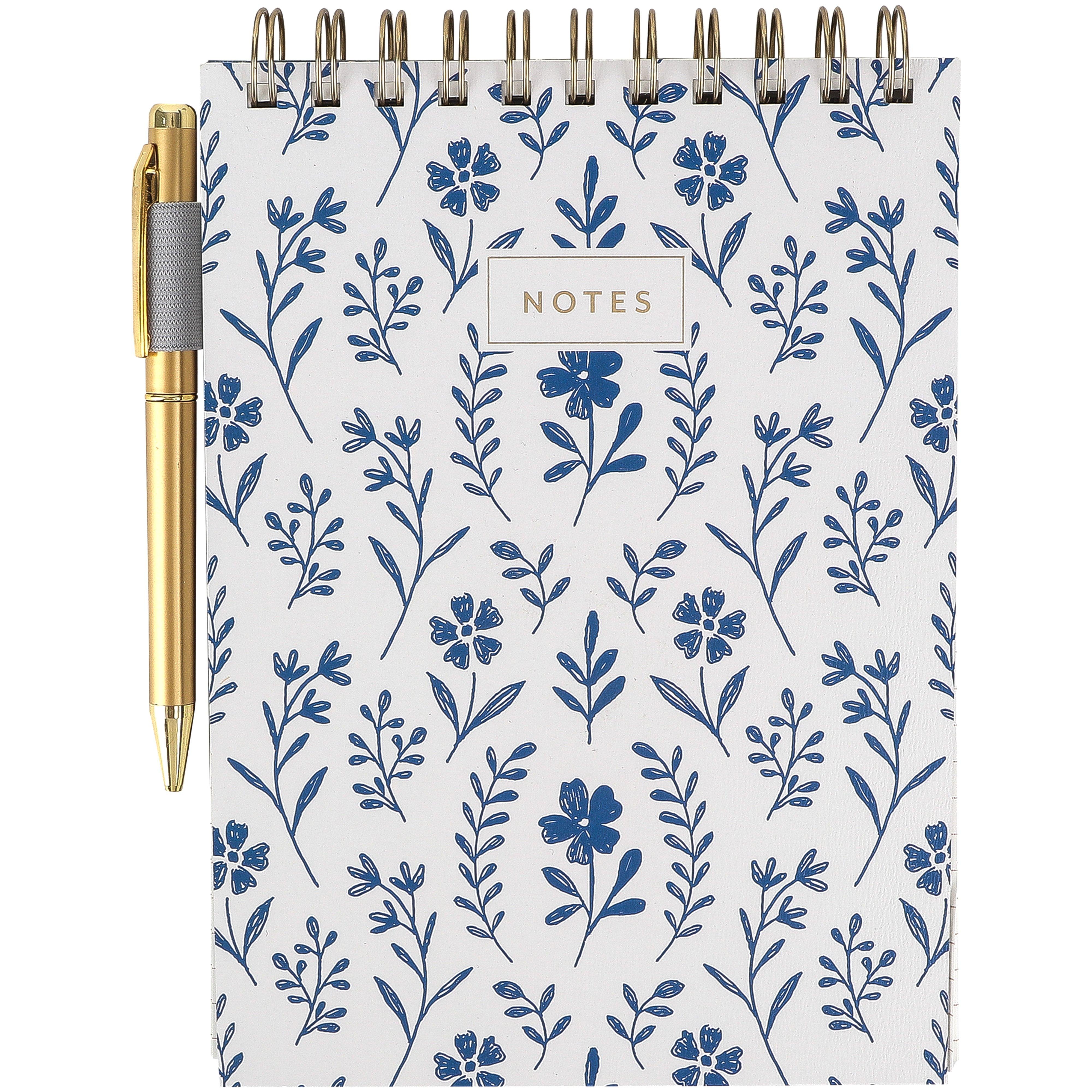 Blue Floral Steno Pad & Gold Pen | Mardel | 4250536