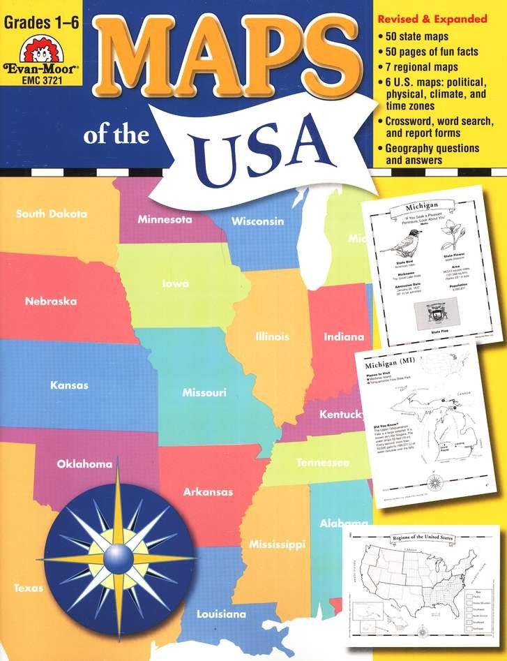 Maps of the USA Teacher Reproducible, Grades 1 to 6 | Mardel | 448449