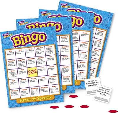 Parts of Speech Bingo Game, Ages 9 Years and Older, 3 to 36 Players ...