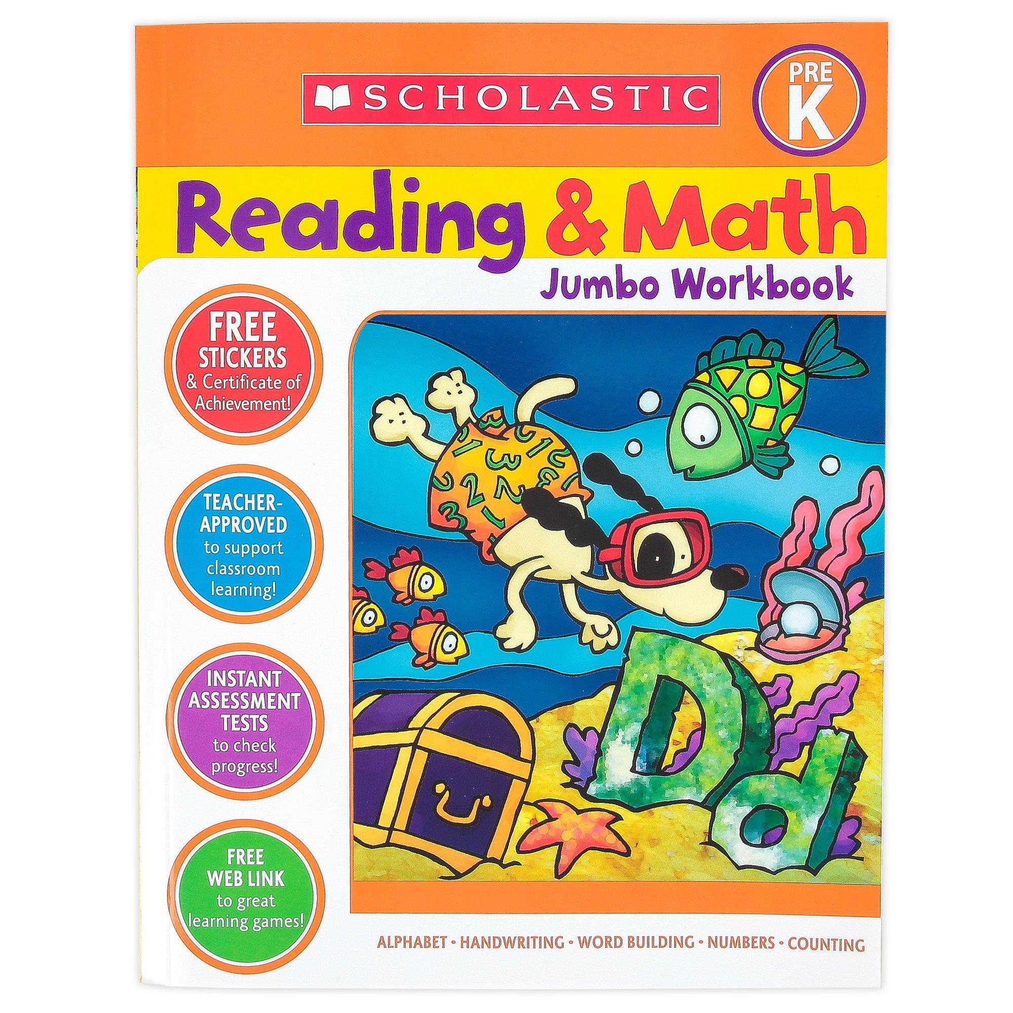 Reading & Math Jumbo Activity Workbook, 320 Pages, Grade Pre-K | Mardel ...