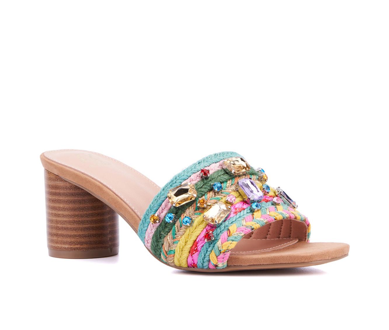 New York Company Women s Raquelle Block Heel Sandal Multi Color 8.5