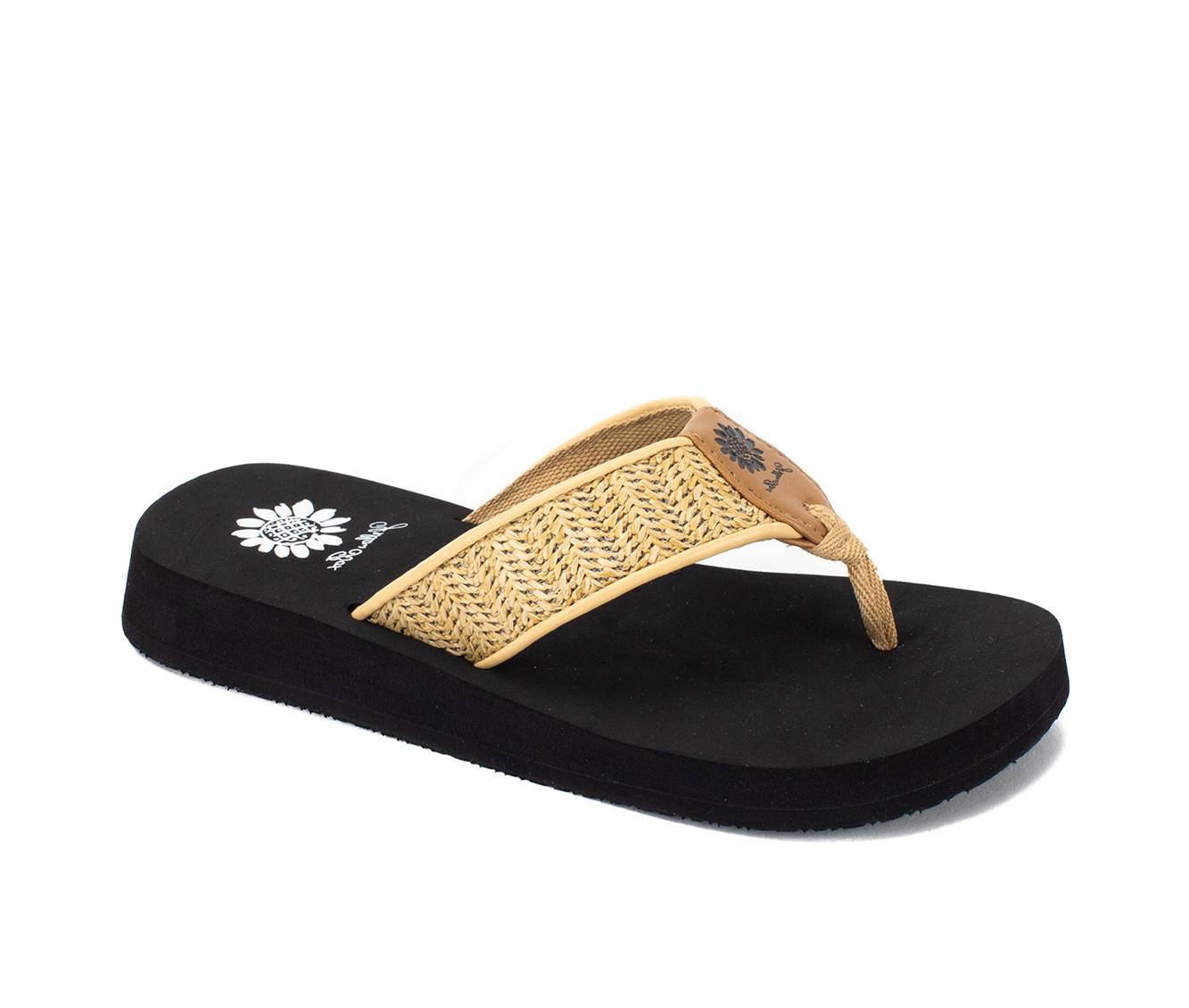 Women's Yellow Box Floppy Flip-Flops | Shoe Station