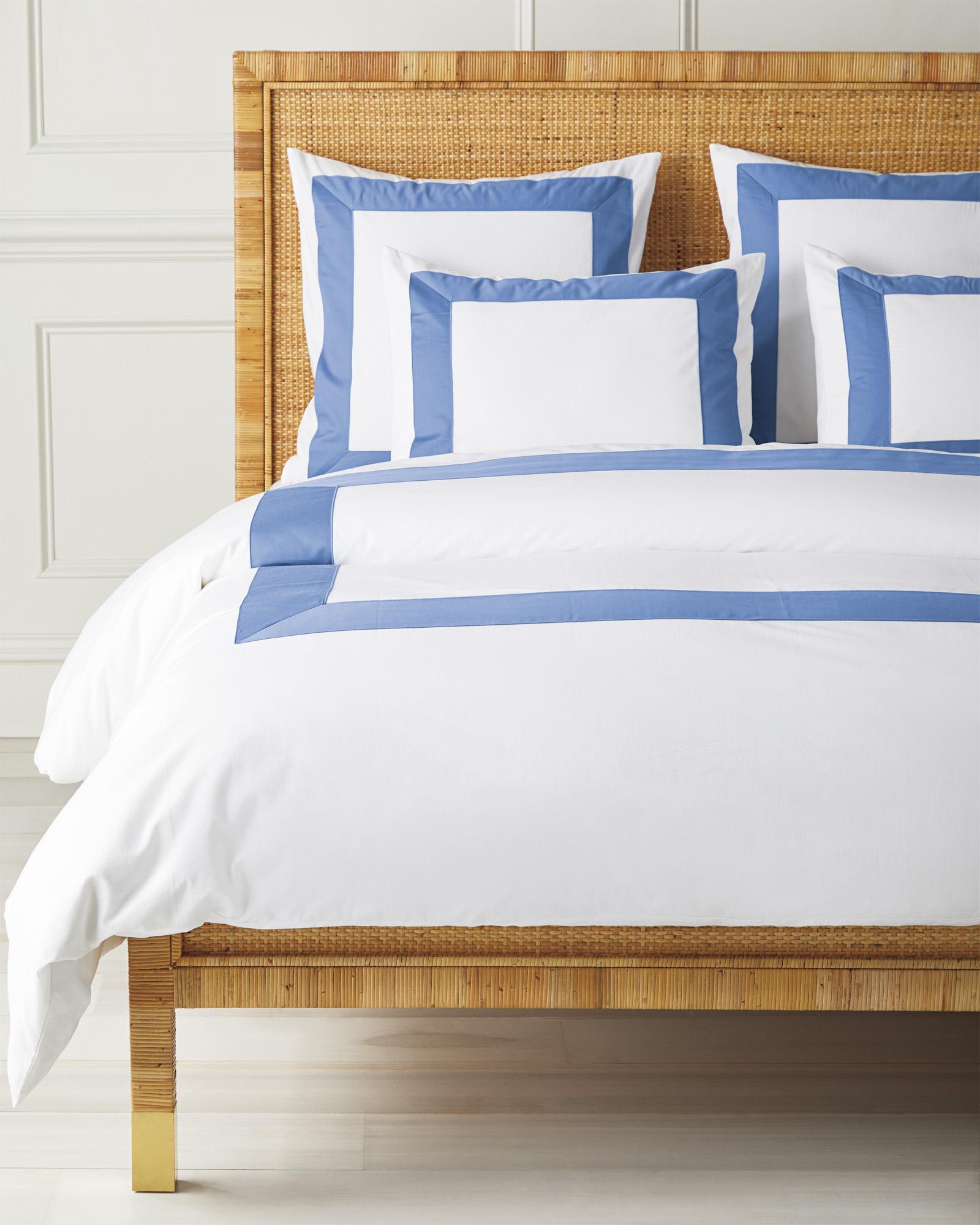 Beach Club Border Percale Duvet Cover - French Blue | Serena and Lily