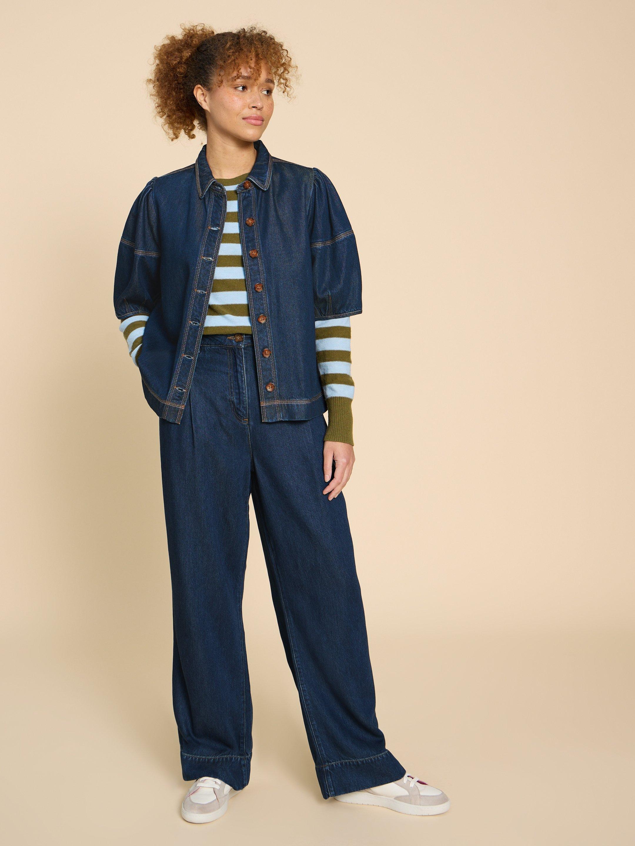 Kerry Wide Leg Denim Trouser in DK DENIM | White Stuff