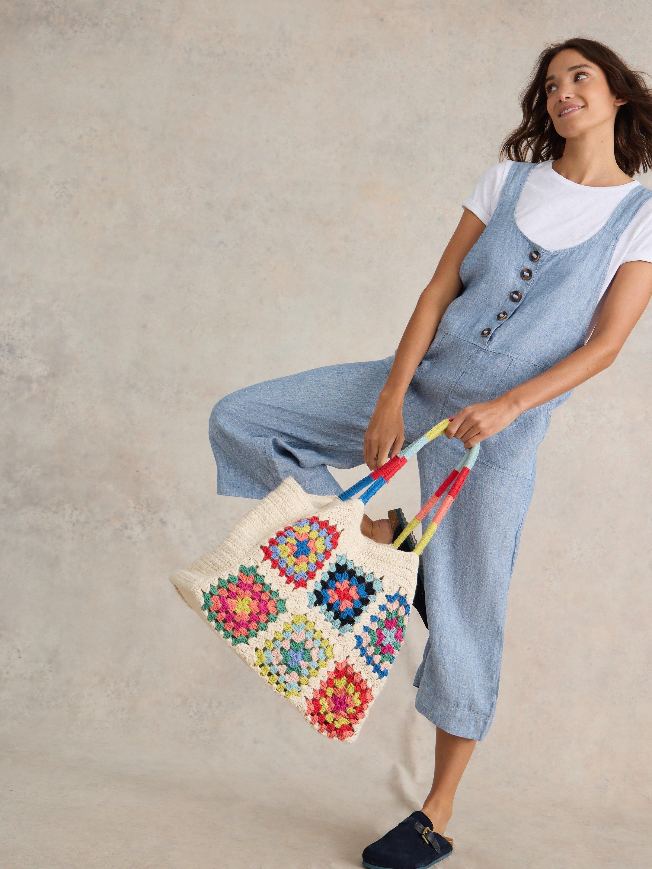Viola Crop Linen Dungaree in CHAMBRAY BLUE | White Stuff