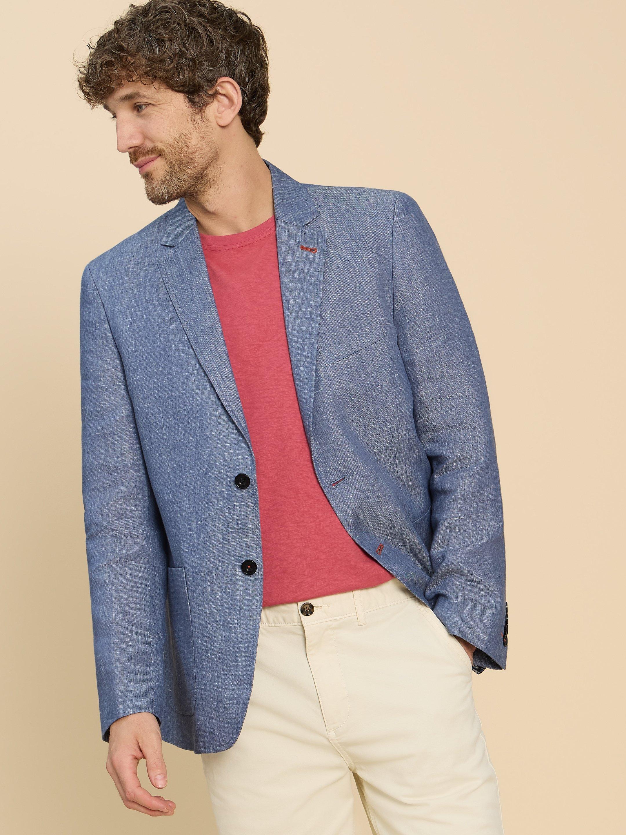 Linen Blazer in MID BLUE | White Stuff