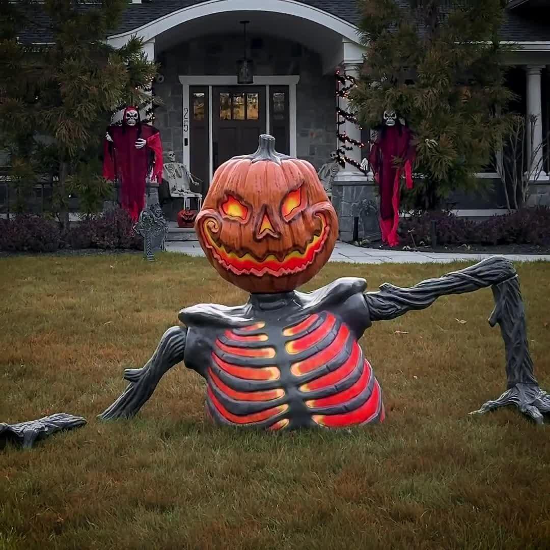 PartyCity Embers the Pumpkin Skeleton Black Light Reactive Ground ...